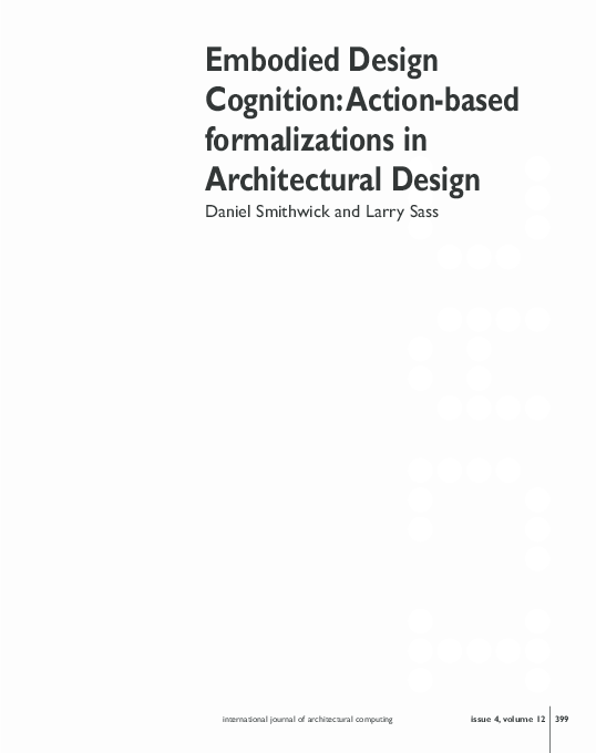 (PDF) Embodied Design Cognition:Action-based formalizations in ...