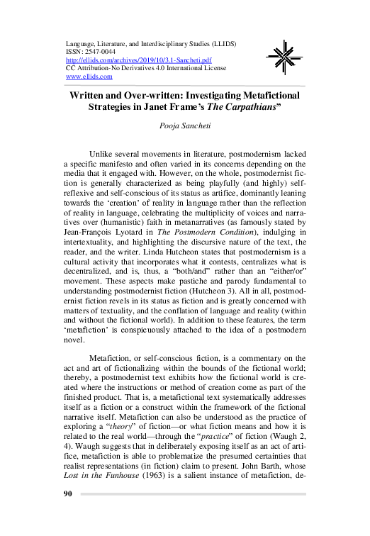 (PDF) Written and Over-written: Investigating Metafictional Strategies ...