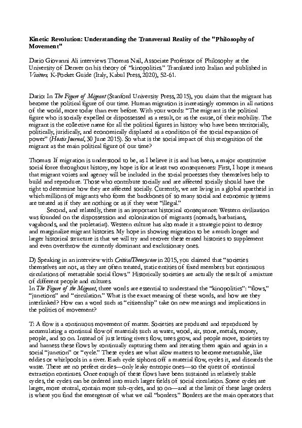 (PDF) Interview with Thomas Nail, "Understanding the Philosophy of ...