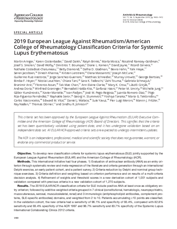 (PDF) 2019 European League Against Rheumatism/American College of ...