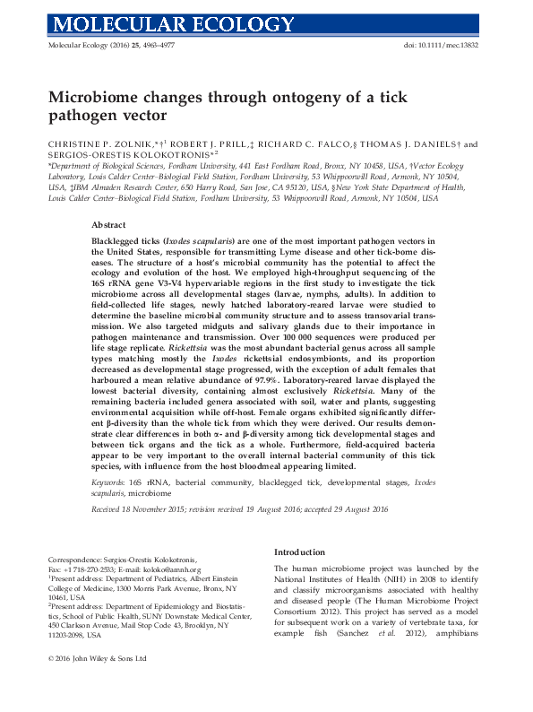 (PDF) Internal bacterial community structure of a pathogen vector ...