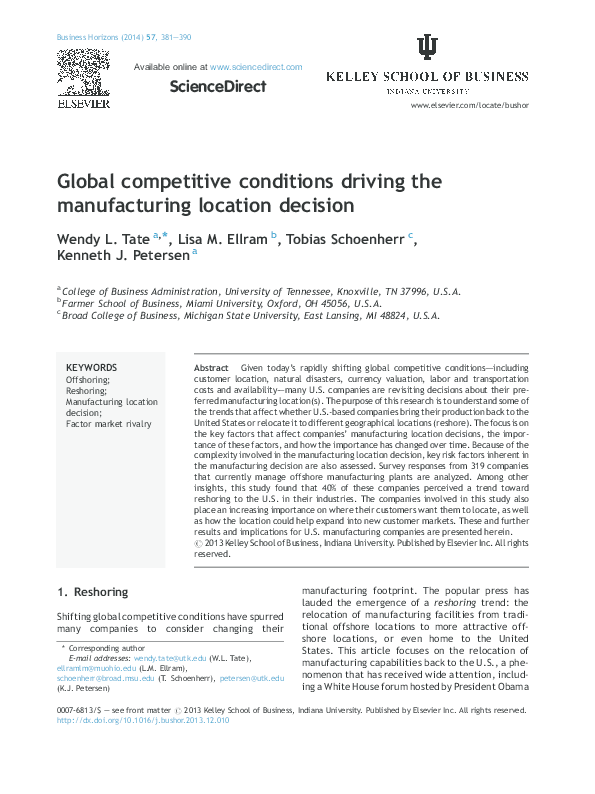 (PDF) Global competitive conditions driving the manufacturing location ...
