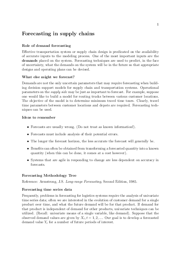 (PDF) Forecasting in supply chains Role of demand forecasting