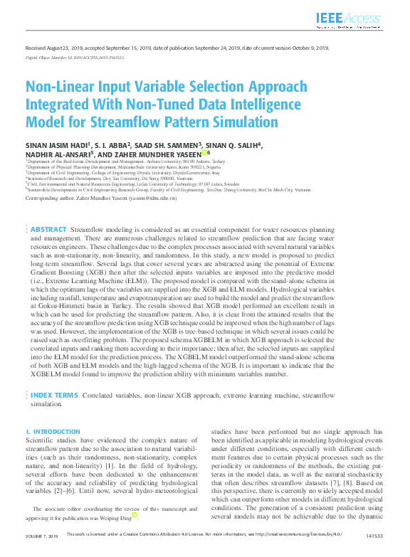 Pdf Non Linear Input Variable Selection Approach Integrated With Non