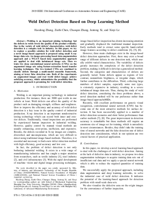 Pdf Weld Defect Detection Based On Deep Learning Method