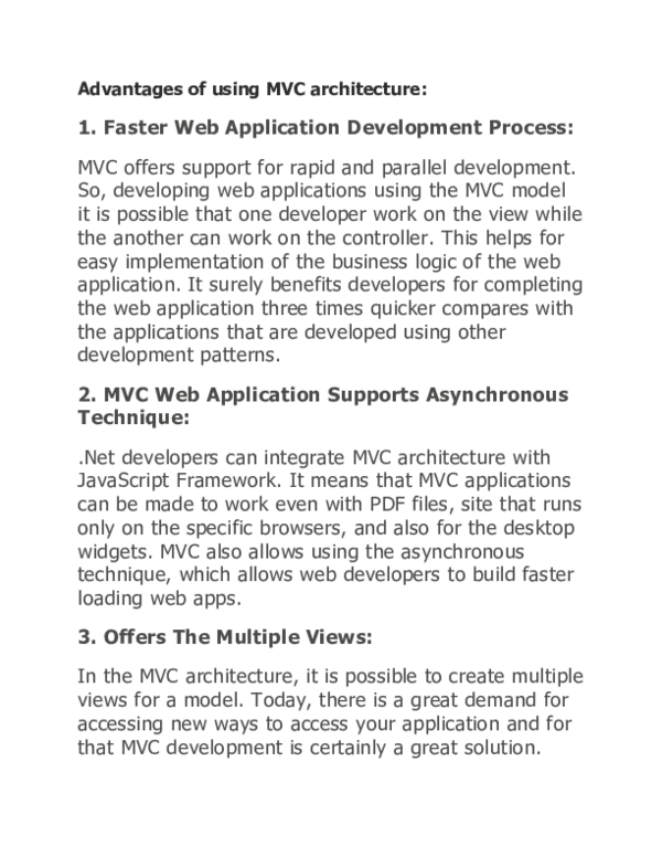 (DOC) Advantages of using MVC architecture | Prakash Pokhrel - Academia.edu