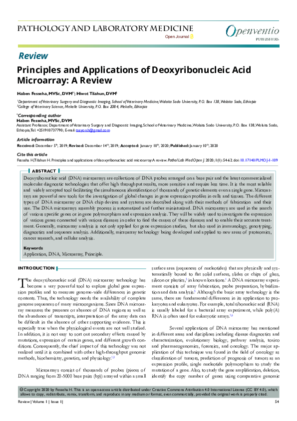 (PDF) Principles and Applications of Deoxyribonucleic Acid Microarray: A Review