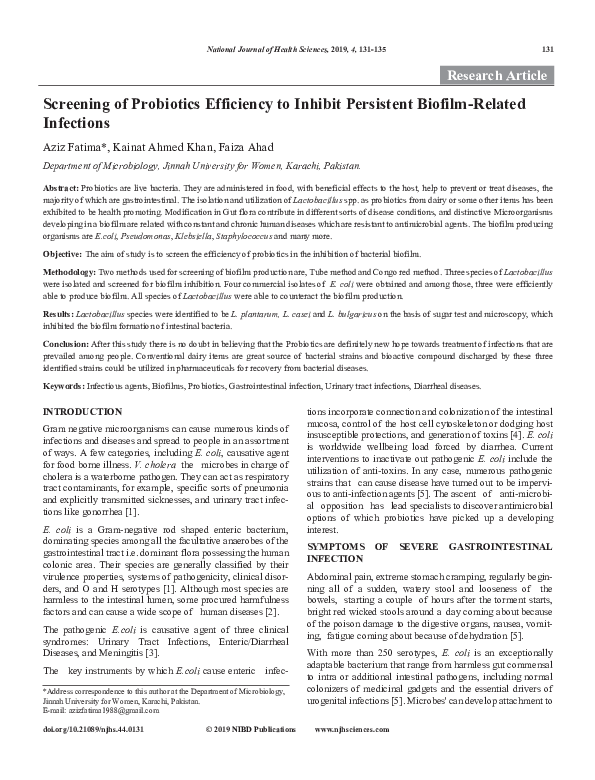 (PDF) Screening of Probiotics Efficiency to Inhibit Persistent Biofilm ...