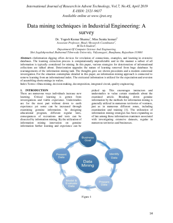 (PDF) Data mining techniques in Industrial Engineering: A survey