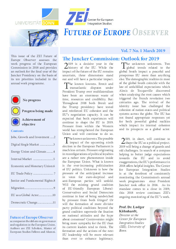 (PDF) Future of Europe Observer Vol. 7 No. 1/2019: The Juncker ...