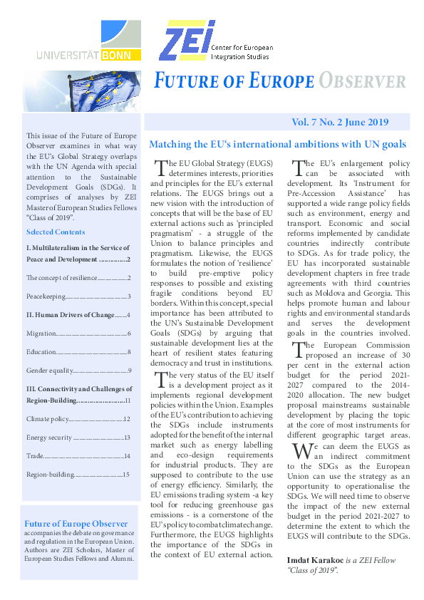 (PDF) Future of Europe Observer Vol. 7 No. 2/2019: Matching the EU‘s ...
