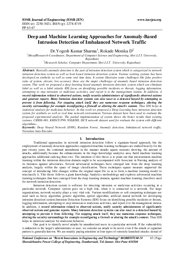 Pdf Deep And Machine Learning Approaches For Anomaly Based Intrusion Detection Of Imbalanced 