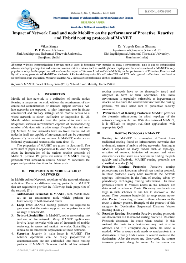 Pdf Impact Of Network Load And Node Mobility On The Performance Of