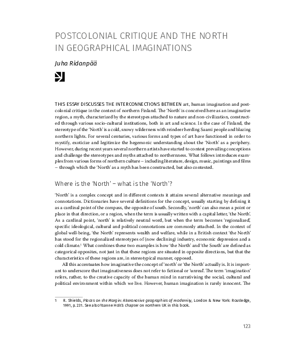 (PDF) Postcolonial Critique and the North in Geographical Imaginations