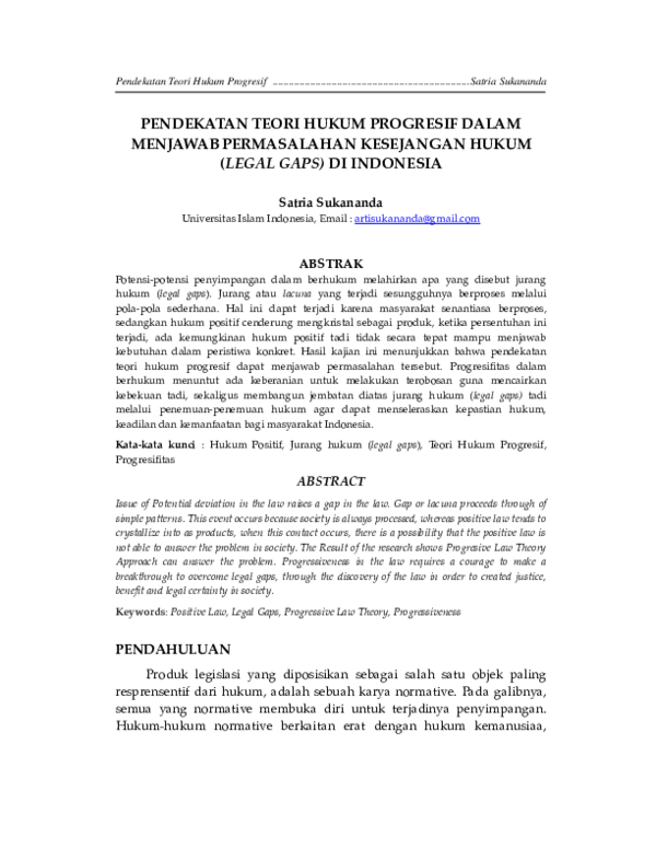 (PDF) PENDEKATAN TEORI HUKUM PROGRESIF DALAM MENJAWAB PERMASALAHAN ...