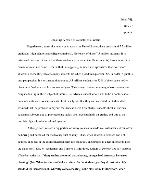 (DOC) The effect of academic cheating on society