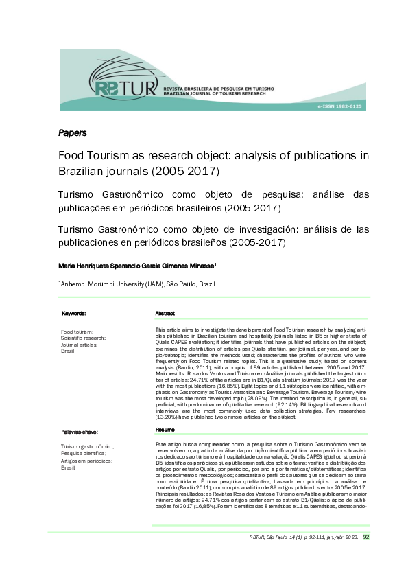 (PDF) Food Tourism as research object