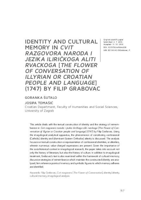 (PDF) IDENTITY AND CULTURAL MEMORY IN CVIT RAZGOVORA NARODA I JEZIKA ...