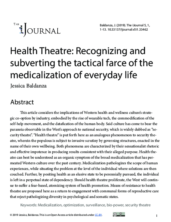 (PDF) Health Theatre: Recognizing and subverting the tactical farce of ...