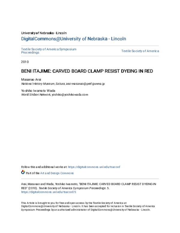 (PDF) Beni Itajime: Carved Board Clamp Resist Dyeing in Red Beni ...