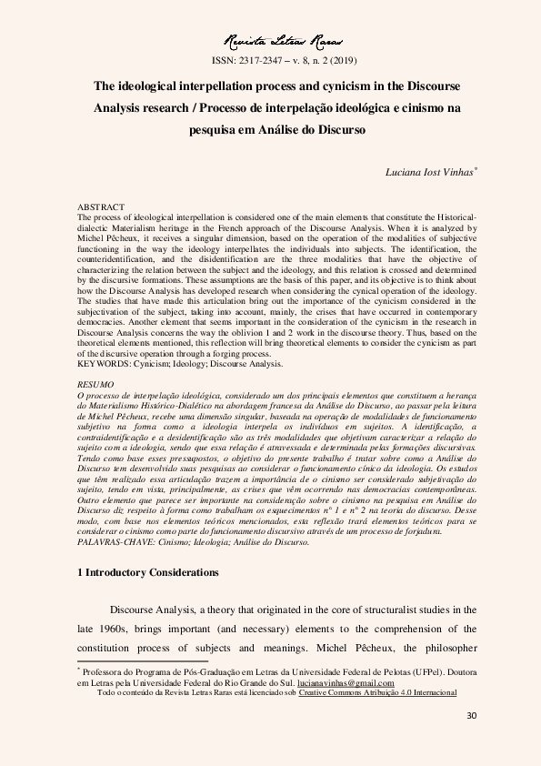 (PDF) The ideological interpellation process and cynicism in the ...