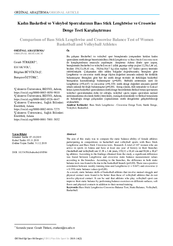 (PDF) Kadın Basketbol ve Voleybol Sporcularının Bass Stick Lenghtwise ...