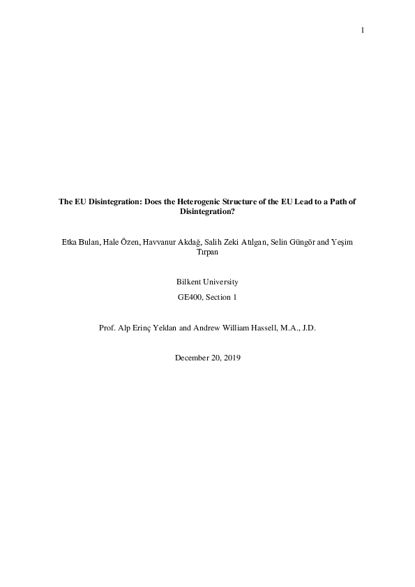 (PDF) The EU Disintegration: Does the Heterogenic Structure of the EU ...