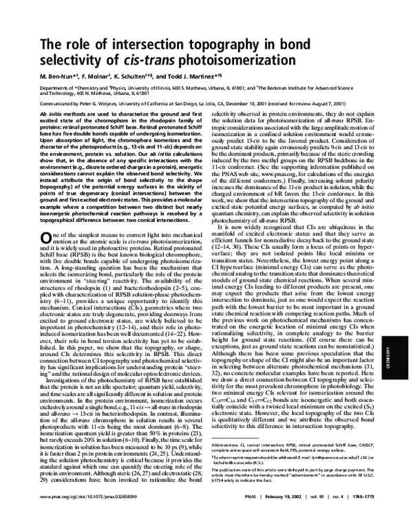 (PDF) The role of intersection topography in bond selectivity of cis ...