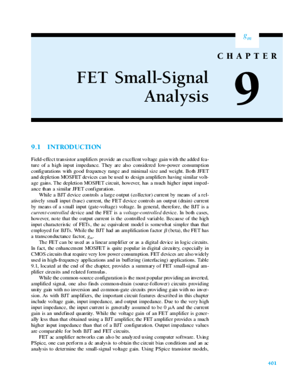 (PDF) FET Small-Signal Analysis 9.1 INTRODUCTION
