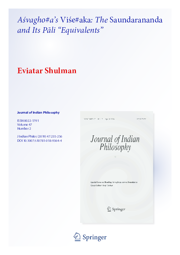 (PDF) Aśvaghoṣa’s Viśeṣaka: The Saundarananda and its Pāli “equivalents”