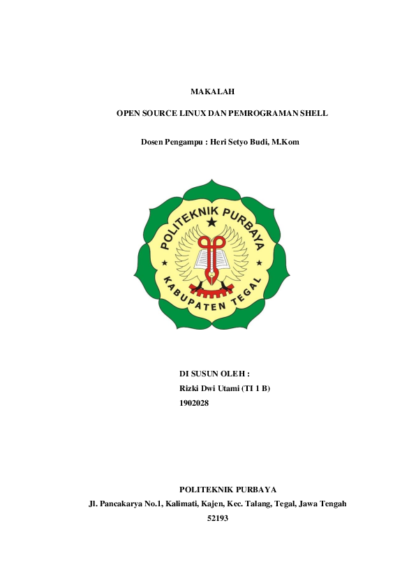 (PDF) MAKALAH OPEN SOURCE LINUX DAN PEMROGRAMAN SHELL