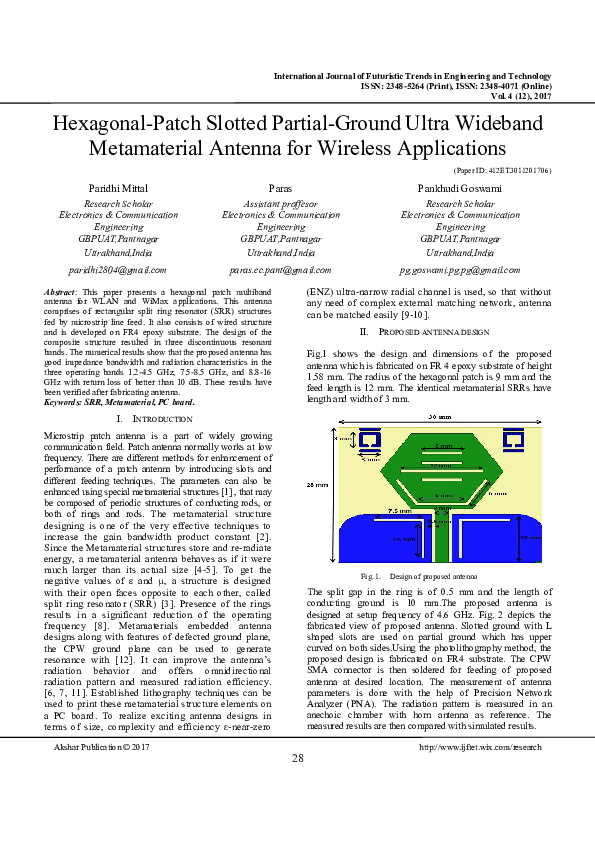 (PDF) Hexagonal-Patch Slotted Partial-Ground Ultra Wideband ...