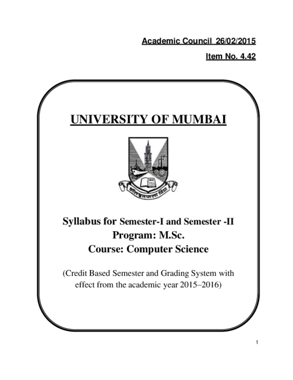 (PDF) UNIVERSITY OF MUMBAI Syllabus for Semester-I and Semester -II ...