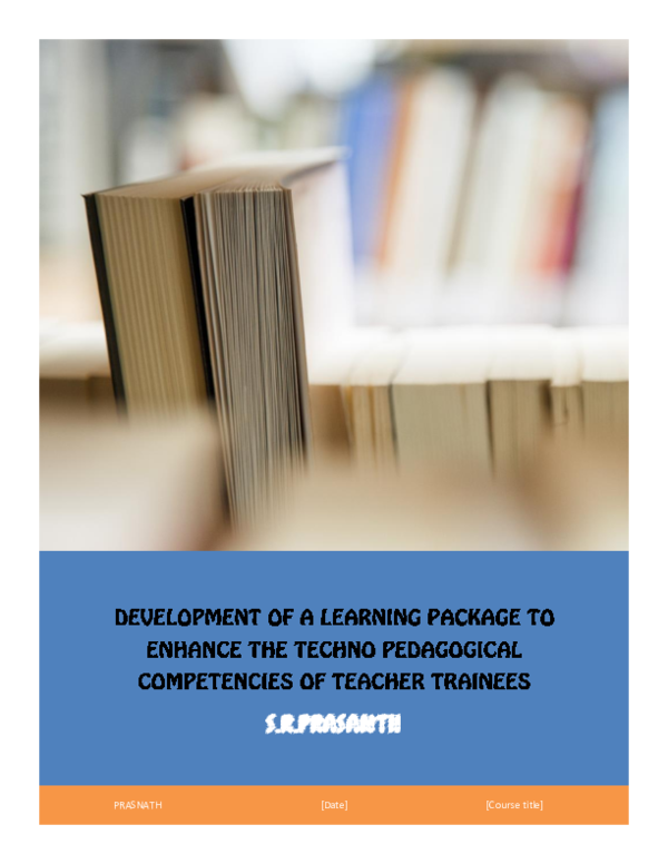 (PDF) DEVELOPMENT OF A LEARNING PACKAGE TO ENHANCE THE TECHNO ...