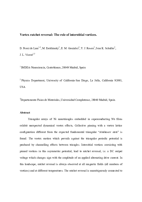 (PDF) Vortex ratchet reversal: Role of interstitial vortices