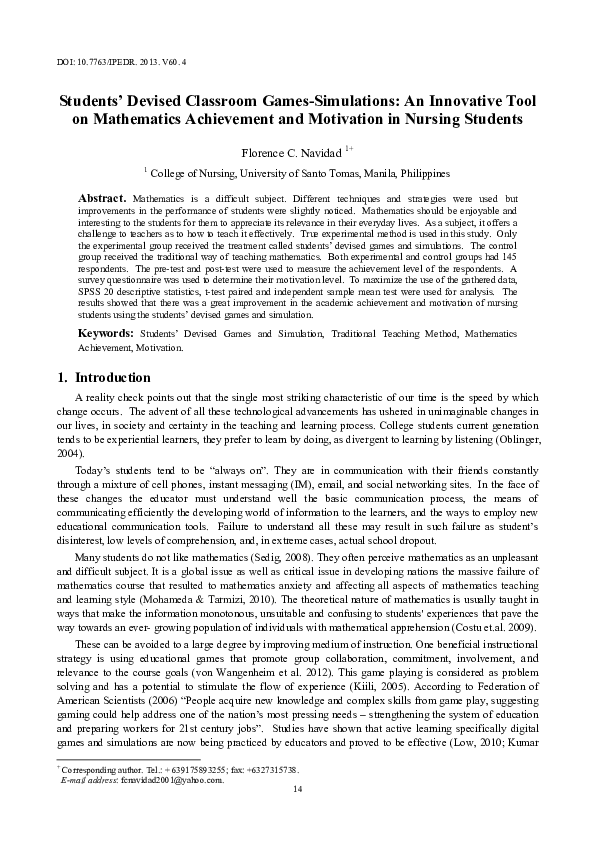 (PDF) Students ' Devised Classroom Games-Simulations: An Innovative ...