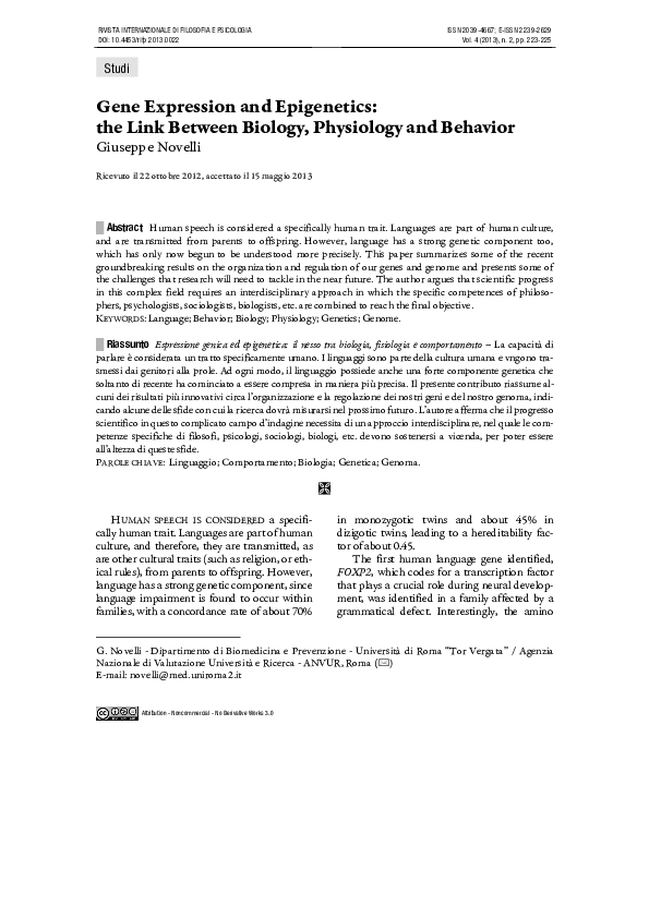 (PDF) Gene Expression and Epigenetics: The Link Between Biology ...