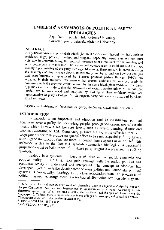 (PDF) Emblems' As Symbols Of Political Party Ideologies
