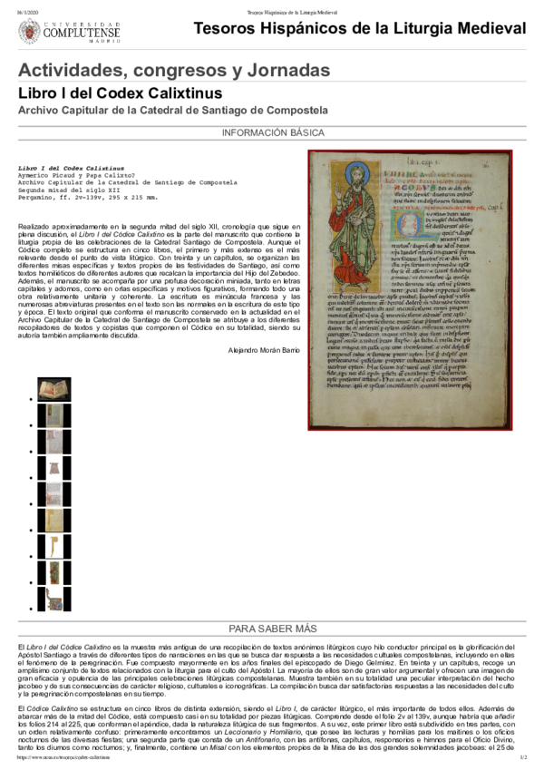 (PDF) (2018) Libro I del Codex Calixtinus