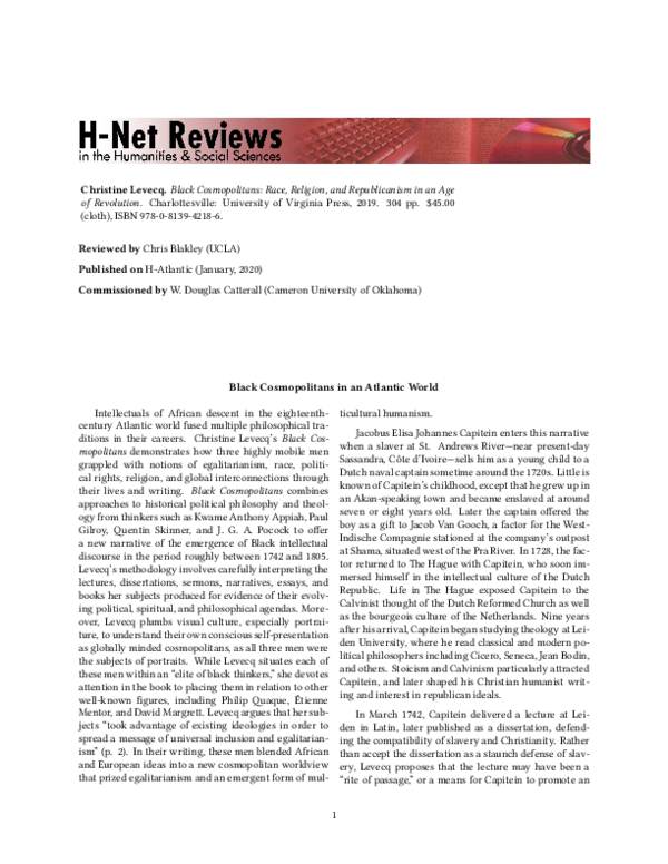 (PDF) Review of Christine Levecq, Black Cosmopolitans, 2019