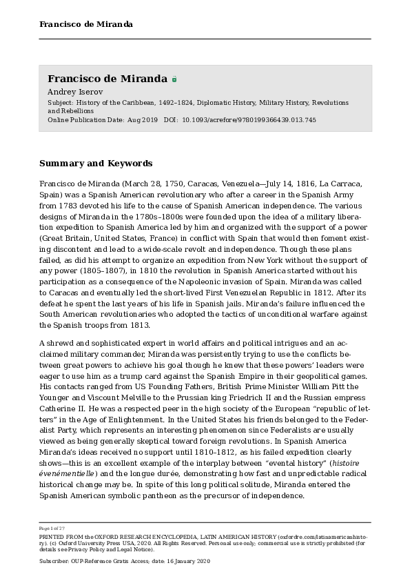 (PDF) Francisco de Miranda