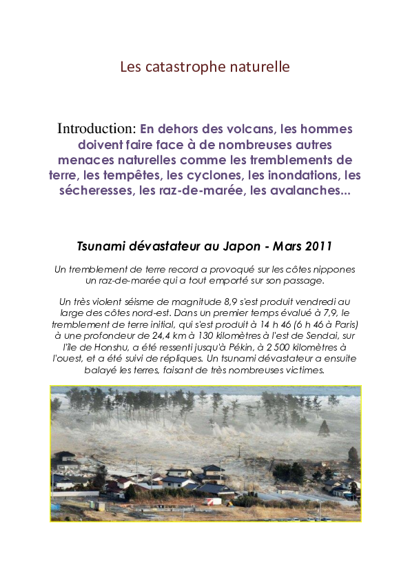 (DOC) Les catastrophe naturelle