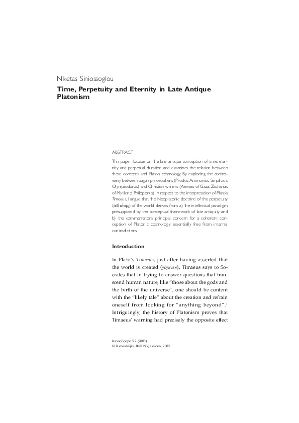 (PDF) Time, Perpetuity and Eternity in Late Antique Platonism
