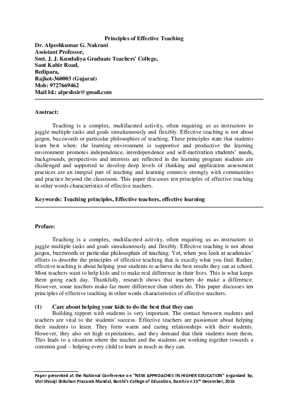 (DOC) Principles of Effective Teaching
