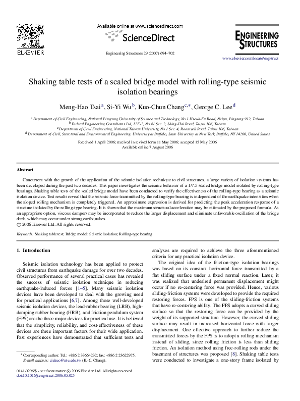 (PDF) Shaking table tests of a scaled bridge model with rolling-type ...