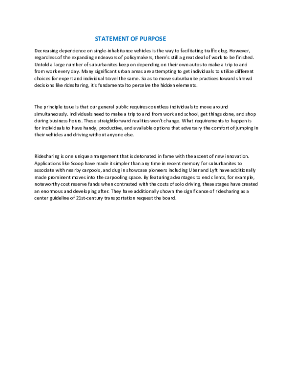 (DOC) STATEMENT OF PURPOSE