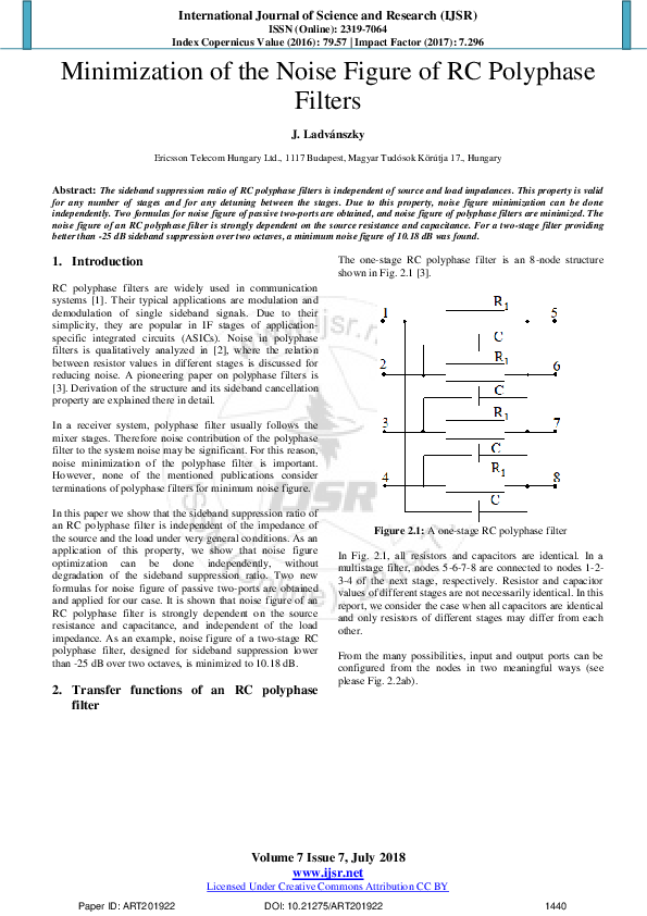 (PDF) Minimization of noise figure of RC polyphase filters