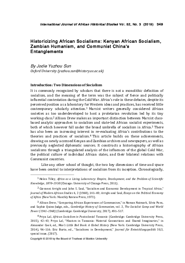 (PDF) Historicizing African Socialisms: Kenyan African Socialism ...