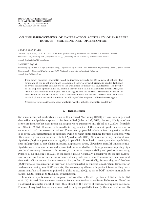 (PDF) Improving Calibration Accuracy in Delta Parallel Robots