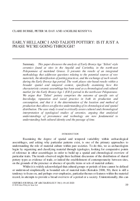 (PDF) Early Helladic I and Talioti Pottery: Is it just a phase we're ...